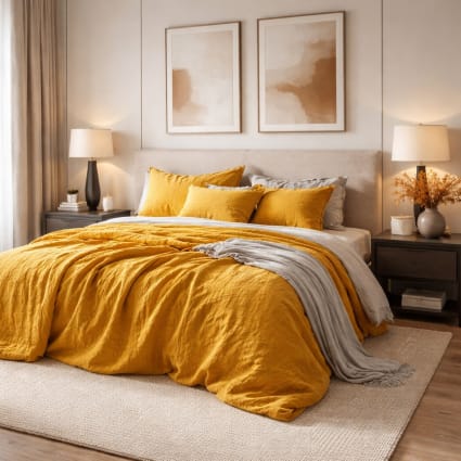 Parure de couette en gaze de coton safran La sultane | Maisons du Monde