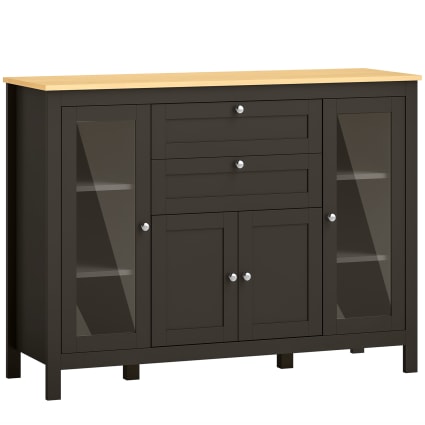 Buffet avec porte vitrée tiroirs et étagère réglable MDF noir Homcom ...