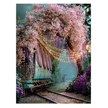 Tableau avec train et couple pvc multicolore 100x75 cm | Maisons du Monde