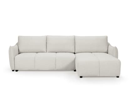 Canapé d'angle convertible et réversible en velours chiné beige Mysa ...