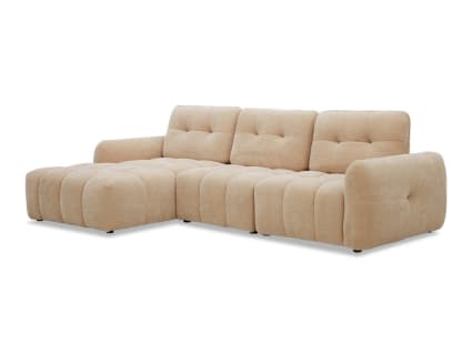 Canapé d'angle gauche en velours tissé beige avec dossier réglable ...