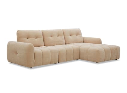 Canapé d'angle droit en velours tissé beige avec dossier réglable ...