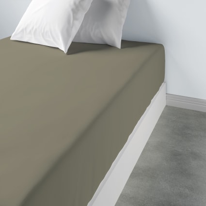 Drap housse uni coton bonnet 35 en coton cèdre 140 x 190 x 35 UNI COTON ...