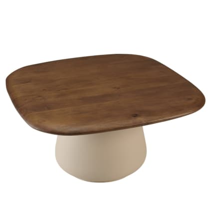 Mesa de centro de 70 x 70 cm con tablero de mango y patas color marfil ...