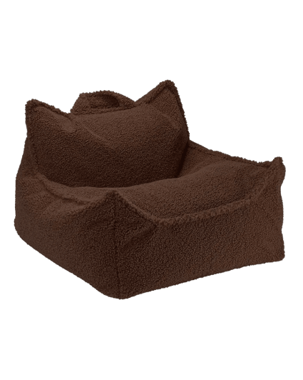 Fauteuil poire en bouclé marron noisette chaude 80 x 70 x 50 cm Teddy ...