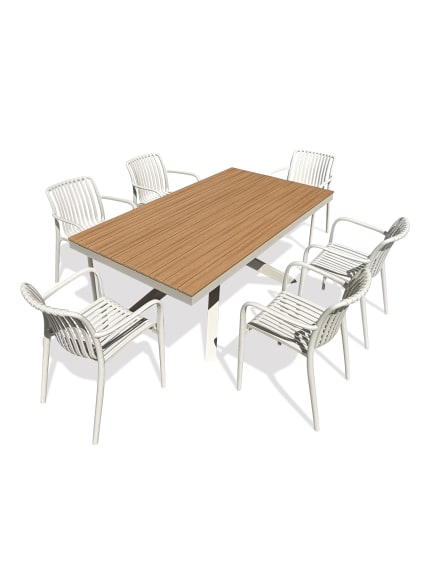 Conjunto de comedor de jardín de aluminio para 6 personas - Gris topo ...