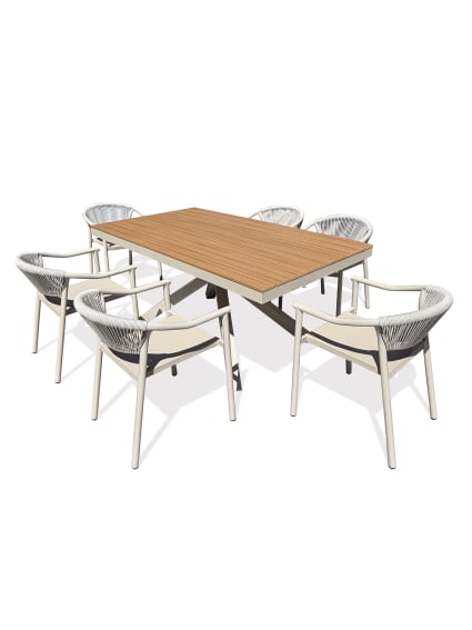 Conjunto de comedor de jardín de aluminio para 6 personas - Gris topo ...
