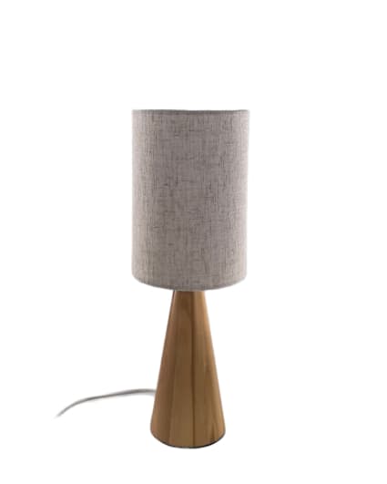 Lampe à poser bois et tissu abat-jour naturel chêne moyen 14cm Lía ...