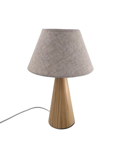 Lampe à poser bois et tissu abat-jour naturel chêne moyen 22cm Alessia ...