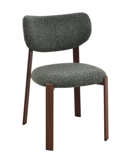 Stuhl gepolstert Chenille Grün Beine Haselnuss-Optik 77x52cm Colette ...