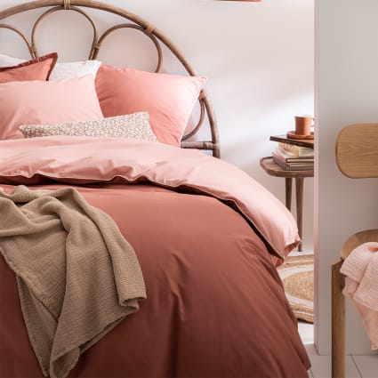 Parure de lit en coton rose 260x240cm Bons jours | Maisons du Monde