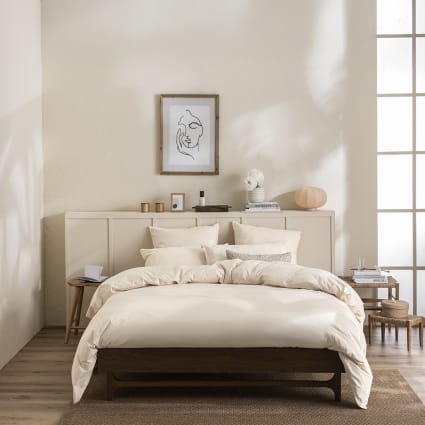 Parure de lit en percale de coton beige 240 x 220 cm Délicate | Maisons ...