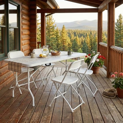 Essence + Purity - Set tavolo e 4 sedie pieghevoli giardino resina ...