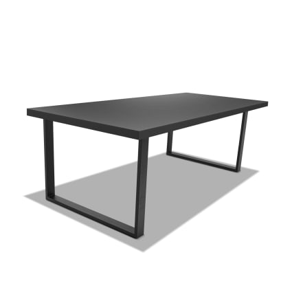 Tavolo in legno e metallo 220x100cm, piedi squadrati ripiano nero ...