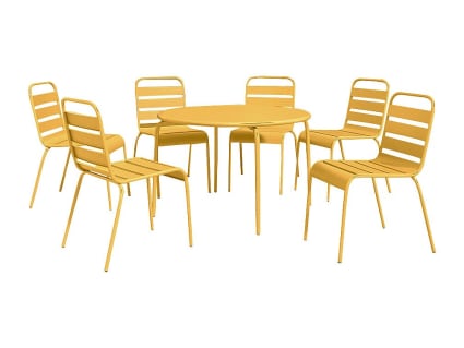 Ensemble table et chaise de jardin acier jaune moutarde Mirmande ...