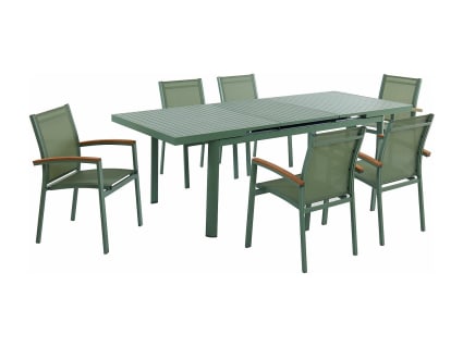 Ensemble table et chaise de jardin aluminium vert amande Nauru ...
