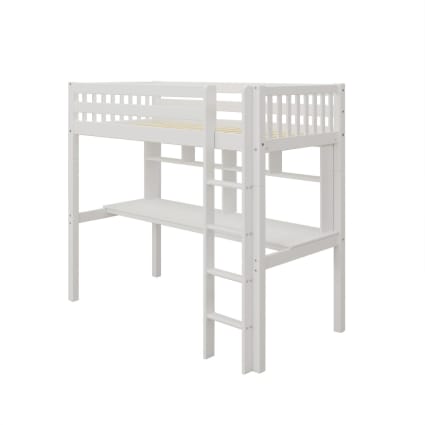 Letto a soppalco in legno massello di pino colore bianco 90x200 Nordic ...