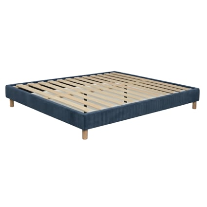 Lit bleu nuit avec cadre à lattes 90x190cm Essentiel | Maisons du Monde