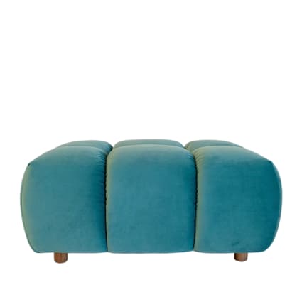 Pouf en velours bleu canard Atoll | Maisons du Monde