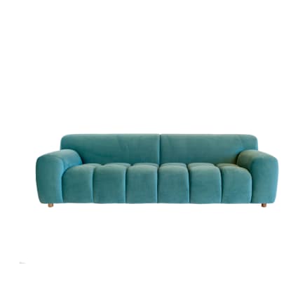 Canapé 3 places en velours bleu canard Atoll | Maisons du Monde