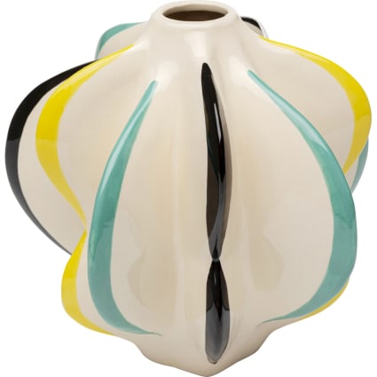 Vase en porcelaine aux accents noirs, jaunes et turquoises Harlequin ...