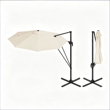 Ombrellone da giardino beige in metallo orientabile 306x167x207 cm ...