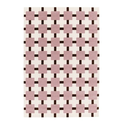Alfombra interior con diseño de cuadros rosa y marrón Thelma | Maisons ...