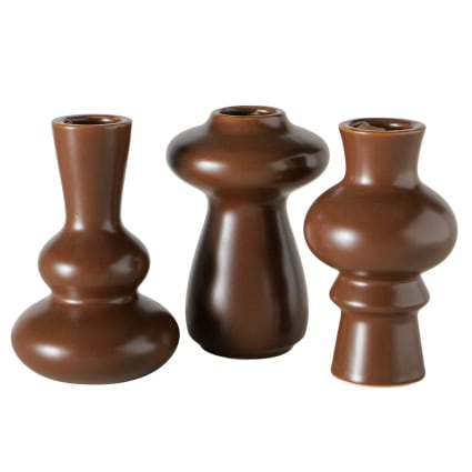lot de 3 vases design en céramique marron 8x8x12cm | Maisons du Monde