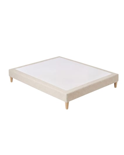 Lit tapissé beige 160 × 200 cm avec tissus naturels Aira | Maisons du Monde
