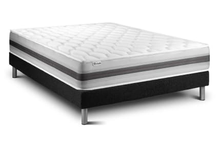 Ensemble 200x200 matelas hybride sommier kit noir Vitalspring recover ...