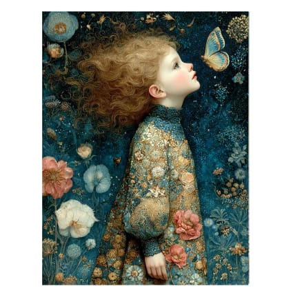 Tableau avec enfant et fleurs alu-dibond multicolore 100x75 cm ...