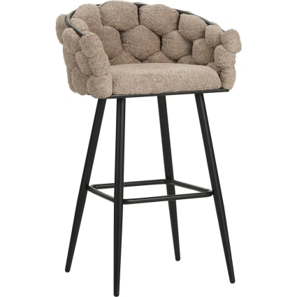 Tabouret de bar à assise bouclette rembourrée | Maisons du Monde