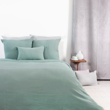 Parure de lit en double gaze de coton gaze de coton/coton vert tilleul ...