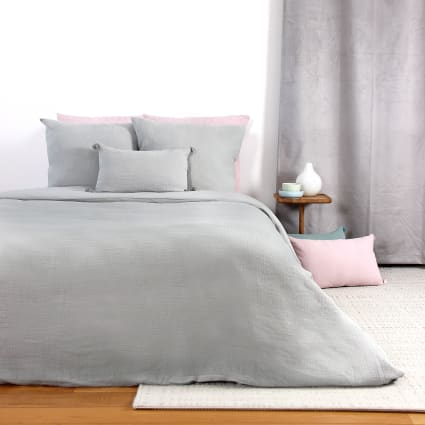 Parure de lit en double gaze de coton gaze de coton/coton gris clair ...