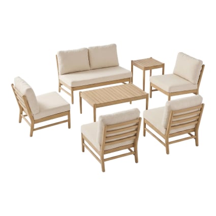Salon de jardin bois d'acacia naturel 6 places beige Lunari | Maisons ...