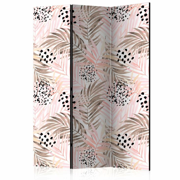 Paravent Nature Toile intissée Rose Pink palm leaves | Maisons du Monde