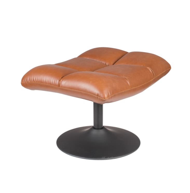 Taburete reposapiés de polipiel marrón vintage Hocker | Maisons du Monde