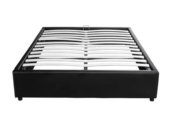 Cadre de lit avec sommier relevable à lattes en simili - Noir - 140 cm ...