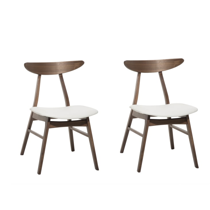 Madera de caucho silla de comedor conjunto de 2 blanco Lynn | Maisons ...