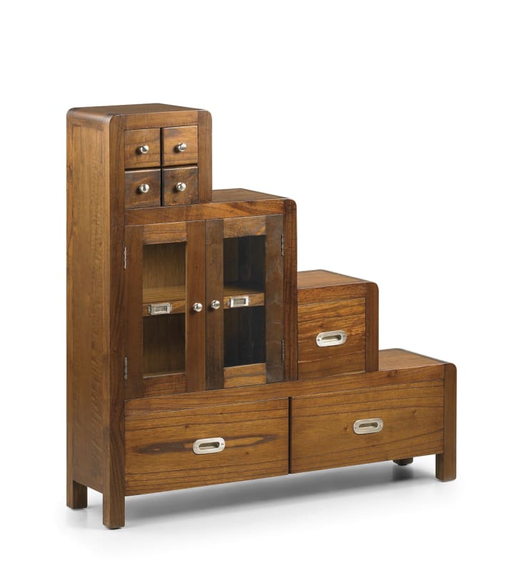 Cassettiera scala 2 porte e 7 cassetti in legno marrone L 98 cm Flash ...