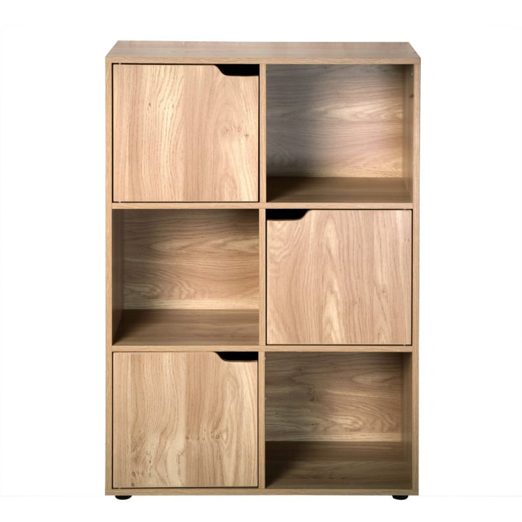 Meuble à 6 cases avec trois portes - Effet Bois Modu | Maisons du Monde