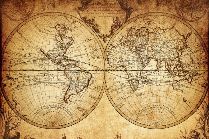Cuadro mapamundi antiguo impresión sobre lienzo 45x30cm | Maisons du Monde