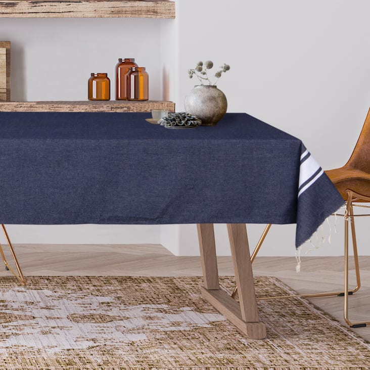Mantel algodón azul vaquero 150x250 St tropez | Maisons du Monde
