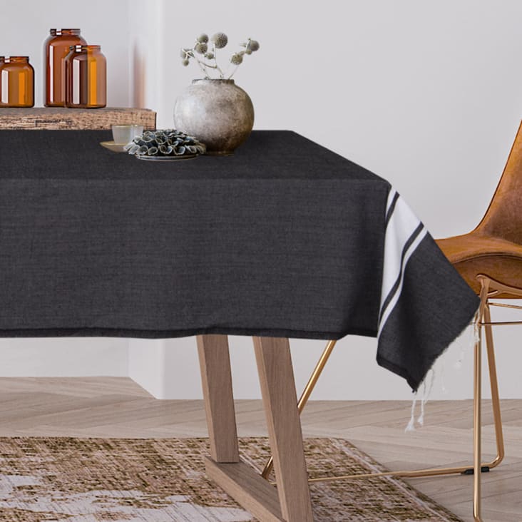 Mantel algodón negro 170x170 St tropez | Maisons du Monde