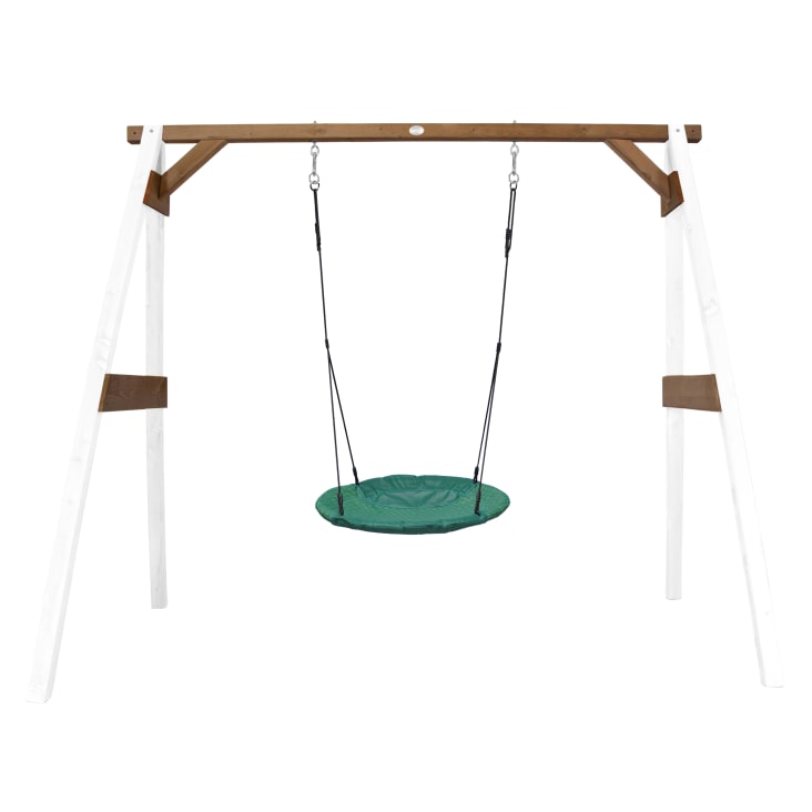Schaukel aus FSC Holz - Nestschaukel mit Gestell 100 cm, weiß/braun ...