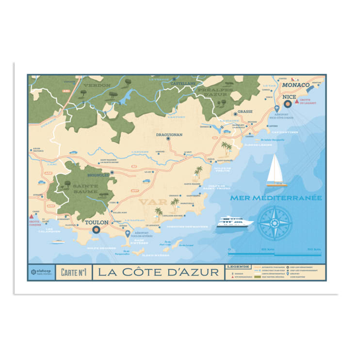 Póster costa azul 21x29,7 cm | Maisons du Monde
