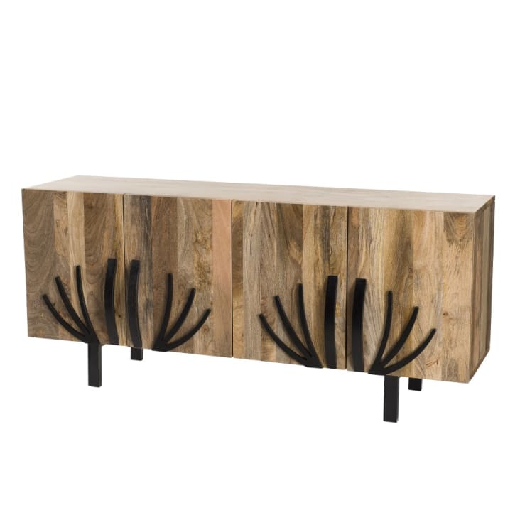 Sideboard mit 4 Türen, 2 Regalen aus Mangoholz mit Metallbeinen Irene ...