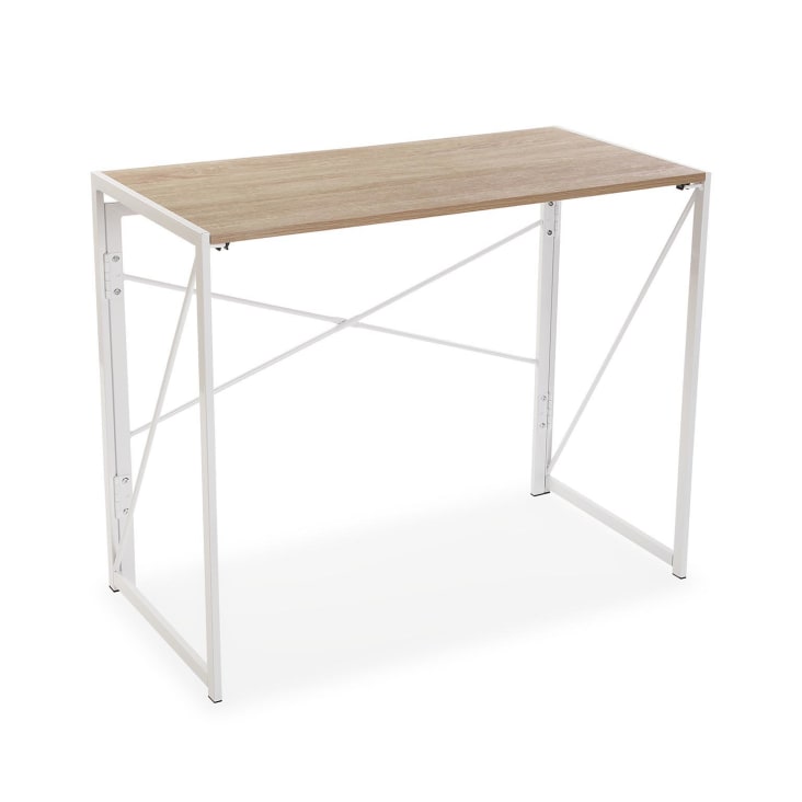 Bureau pliant en aggloméré imitation bois et métal blanc Jack | Maisons ...