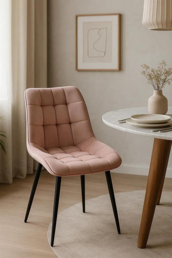 Silla en color rosa de estilo con Cade terciopelo | Maisons du Monde