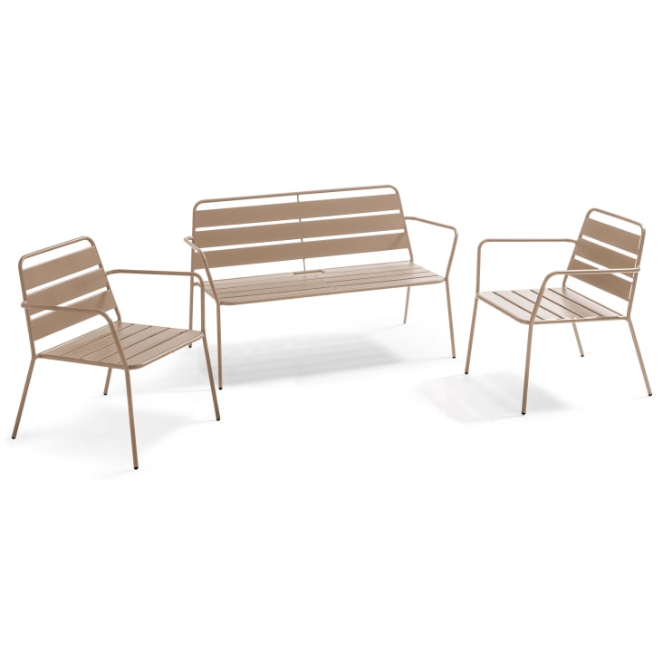 Set da giardino 4 posti in metallo color talpa Palavas | Maisons du Monde